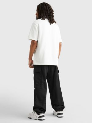 Oversized Fit Color Block Poloshirt Weiß Tommy Hilfiger