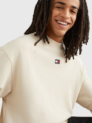 Badge Terry Relaxed Fit Sweatshirt Beige Tommy Hilfiger