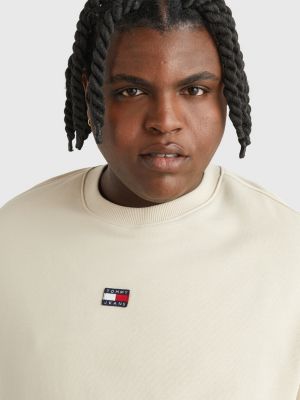 Plus Relaxed Fit Badge Sweatshirt Beige Tommy Hilfiger