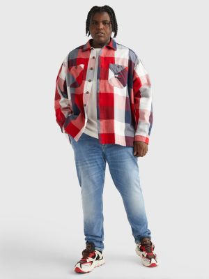Sobrecamisa Plus Informal De Cuadros Mixtos Rojo Tommy Hilfiger