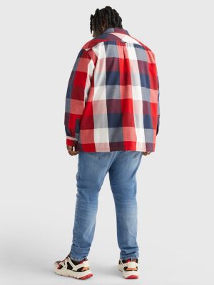 Sobrecamisa Plus Informal De Cuadros Mixtos Rojo Tommy Hilfiger