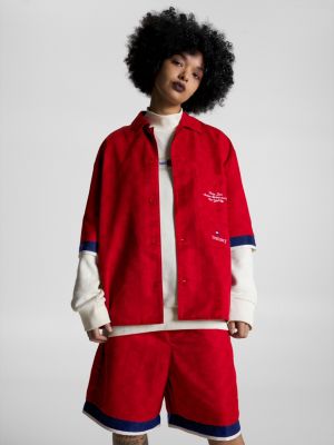 Checkerboard Twill Overhemd Met Korte Mouwen Rood Tommy Hilfiger