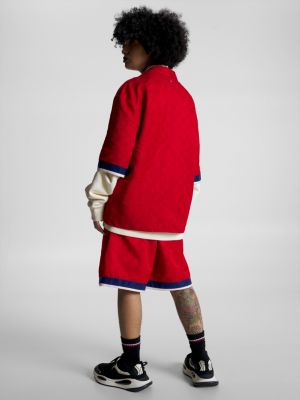 Checkerboard Twill Overhemd Met Korte Mouwen Rood Tommy Hilfiger