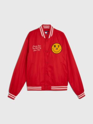 Tommy Jeans X Smiley® Varsity Jacke Mit Tommy Badge Rot Tommy Hilfiger