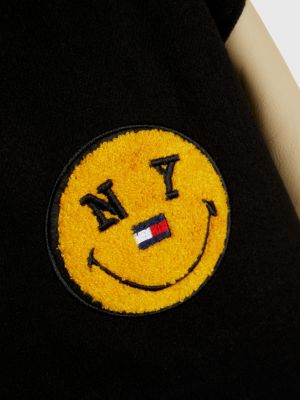 Tommy Jeans X Smiley® Zweifarbige Varsity Jacke Schwarz Tommy Hilfiger