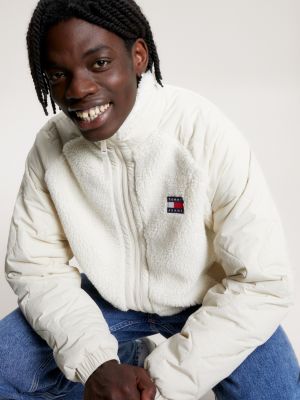 Mixed Media Relaxed Sherpa Jacket White Tommy Hilfiger