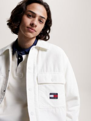 Sherpa Lined Corduroy Casual Fit Overshirt White Tommy Hilfiger