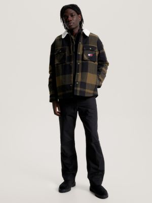Sherpa Lined Casual Fit Check Overshirt Green Tommy Hilfiger