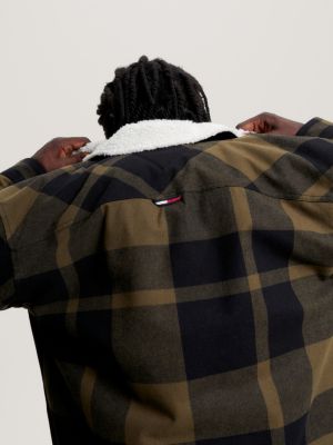 Sherpa Lined Casual Fit Check Overshirt Green Tommy Hilfiger