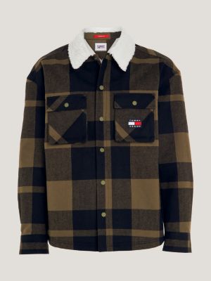 Sherpa Lined Casual Fit Check Overshirt Green Tommy Hilfiger