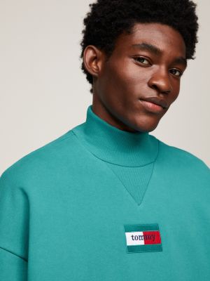Dual Gender Oversized Mock Turtleneck Sweatshirt | Blue | Tommy Hilfiger
