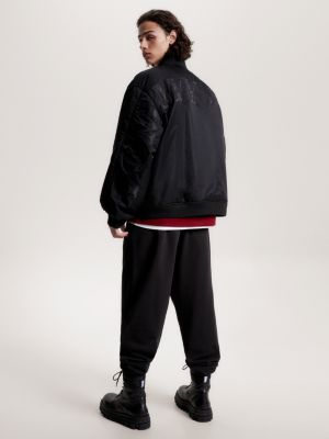 Bomber Imbottito Oversize Con Applique Nero Tommy Hilfiger