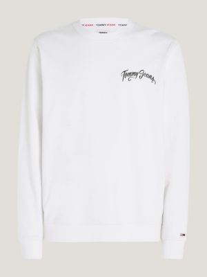 Felpa Con Logo Bianco Tommy Hilfiger