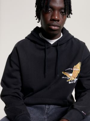 Eagle Motif Relaxed Fit Hoody Black Tommy Hilfiger