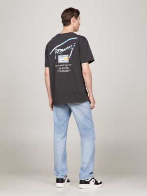 T Shirt Met Metallic Logo Op De Achterkant Grijs Tommy Hilfiger