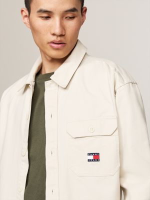 Essential Badge Casual Fit Overshirt Beige Tommy Hilfiger