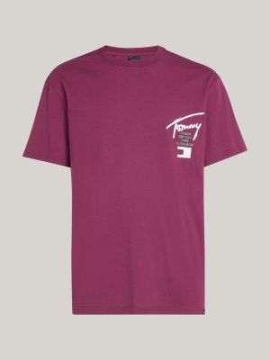 T Shirt mit Ruckenlogo und Rundhalsausschnitt Violett Tommy Hilfiger
