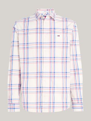 Camisa De Cuadros Mixtos Con Corte Regular Blanco Tommy Hilfiger