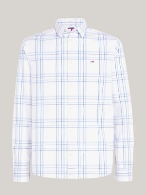 Mixed Check Regular Fit Poplin Shirt White Tommy Hilfiger