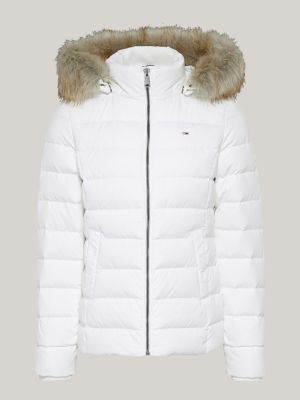 Essential Down Fitted Hooded Jacket White Tommy Hilfiger
