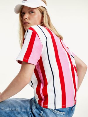 Gestreiftes T Shirt Aus Bio Baumwolle Rosa Tommy Hilfiger