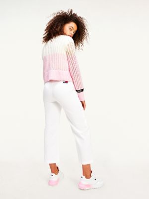 Pull Colour Block à Bande De Motif Logo Rose Tommy Hilfiger