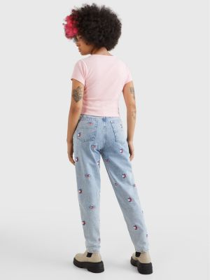 Camiseta Essential Cropped Con Cuello De Pico Rosa Tommy Hilfiger