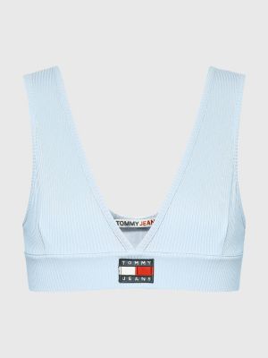 Geripptes Crop Top Mit Badge Blau Tommy Hilfiger