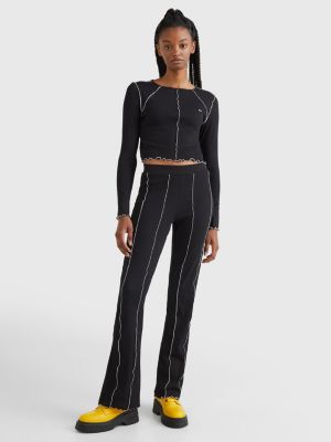 Essential Crop Top Mit Ziernaht Details Schwarz Tommy Hilfiger