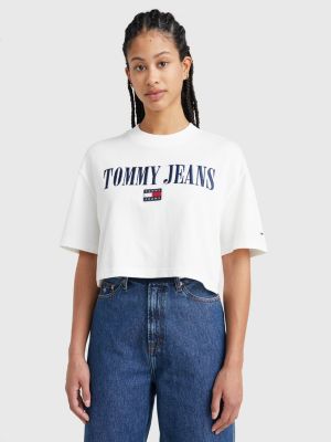 Archive Short Sleeve Crop Top White Tommy Hilfiger