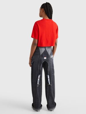 Crop Top De Corte Oversize Con Eslogan Rojo Tommy Hilfiger
