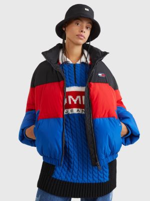 Wattierte Puffer Jacke In Color Block Schwarz Tommy Hilfiger