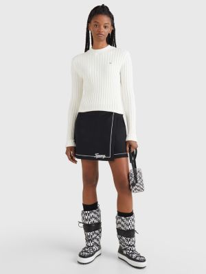 Essential Boxy Pullover Mit Mock Rollkragen Weiß Tommy Hilfiger