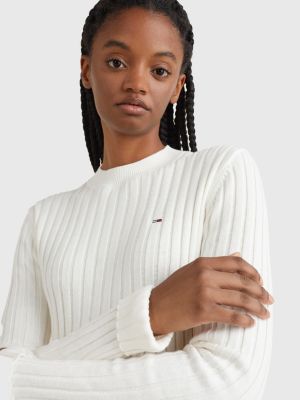 Essential Boxy Pullover Mit Mock Rollkragen Weiß Tommy Hilfiger