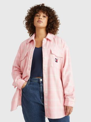 Sopracamicia Curve A Quadri Scozzesi Rosa Tommy Hilfiger