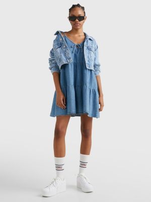 Chambray Denim Tiered Dress | DENIM | Tommy Hilfiger