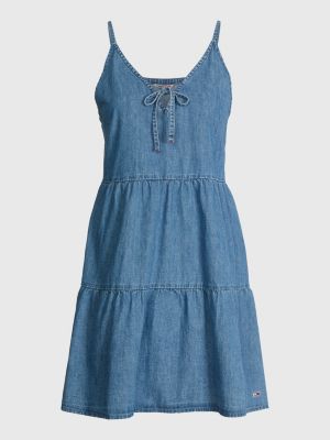 Chambray Denim Tiered Dress | DENIM | Tommy Hilfiger