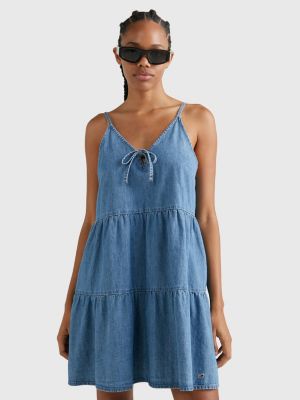 Chambray Denim Tiered Dress | DENIM | Tommy Hilfiger