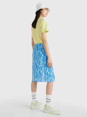 Midirock Mit Schlitz Und Wirbel Print Blau Tommy Hilfiger