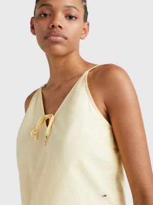 Popeline Crop Top Mit Bindeband Detail Gelb Tommy Hilfiger
