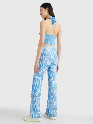 Neckholder Crop Top Mit Swirl Print Blau Tommy Hilfiger