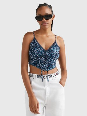 Ditsy Floral Lace Crop Top Blue Tommy Hilfiger