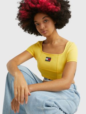 Archive Crop Top Met Vierkante Hals Geel Tommy Hilfiger