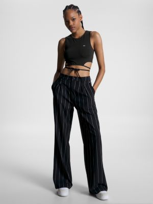 Self Tie Flag Crop Top Black Tommy Hilfiger