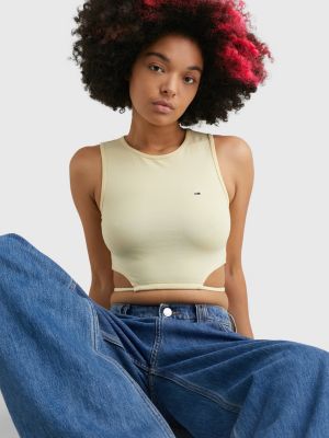 Self Tie Flag Crop Top Yellow Tommy Hilfiger