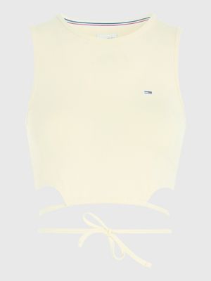Self Tie Flag Crop Top Yellow Tommy Hilfiger