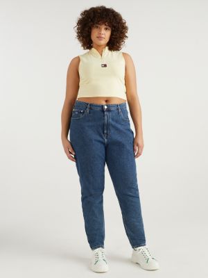 Curve Mock Neck Cropped Tank Top Yellow Tommy Hilfiger