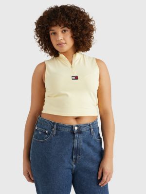 Curve Cropped Tanktop Met Opstaande Hals Geel Tommy Hilfiger