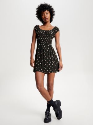 Minikleid Mit Geometrischem Mikro Print Schwarz Tommy Hilfiger