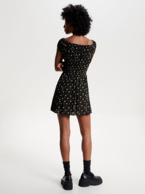 Minikleid Mit Geometrischem Mikro Print Schwarz Tommy Hilfiger